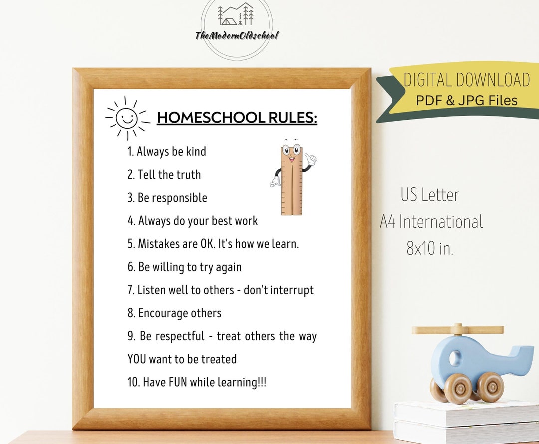 Homeschool Rules Printable, Homeschool Room Decor, Homeschool Wall Art ...