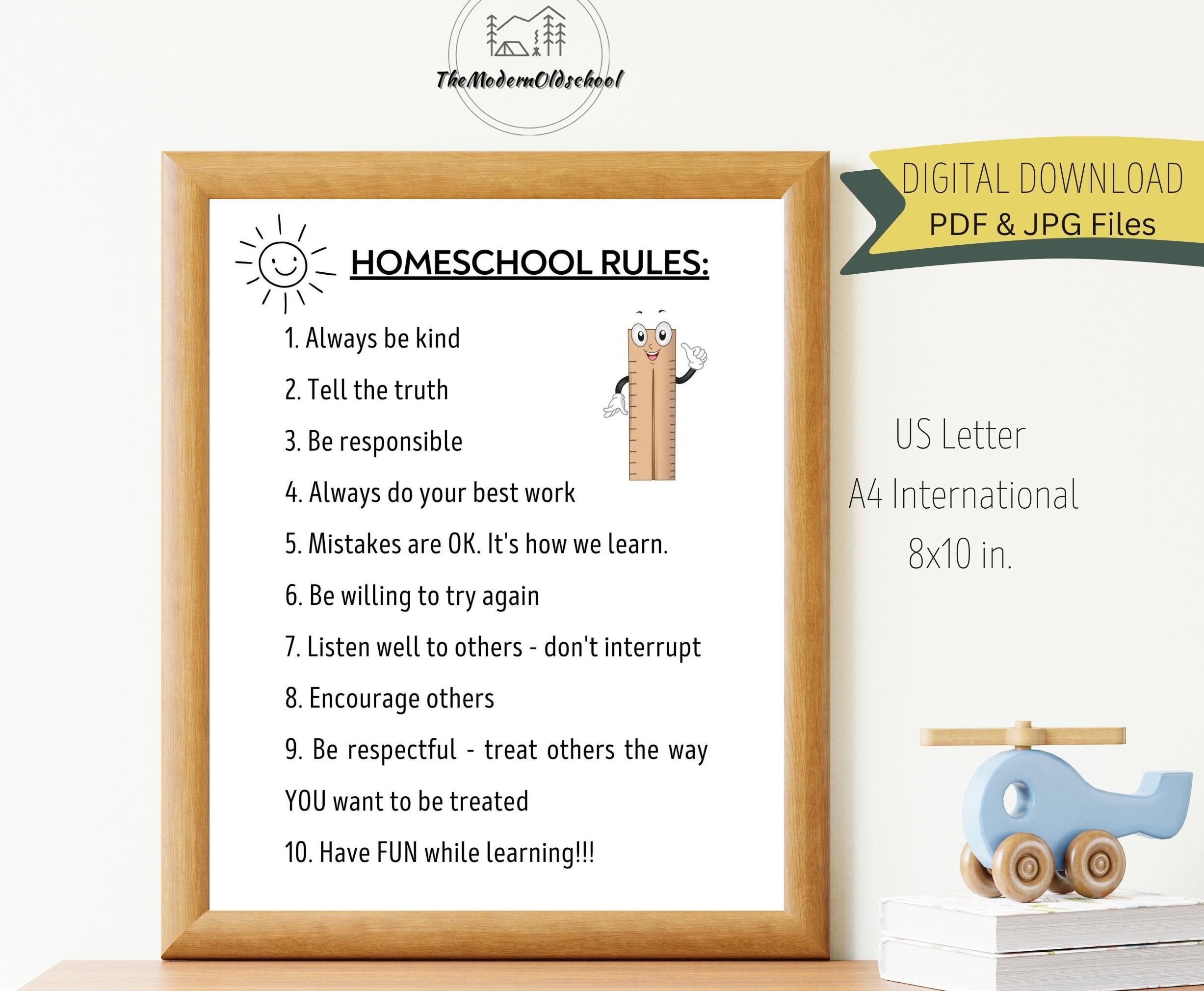 Homeschool Rules Printable, Homeschool Room Decor, Homeschool Wall Art ...