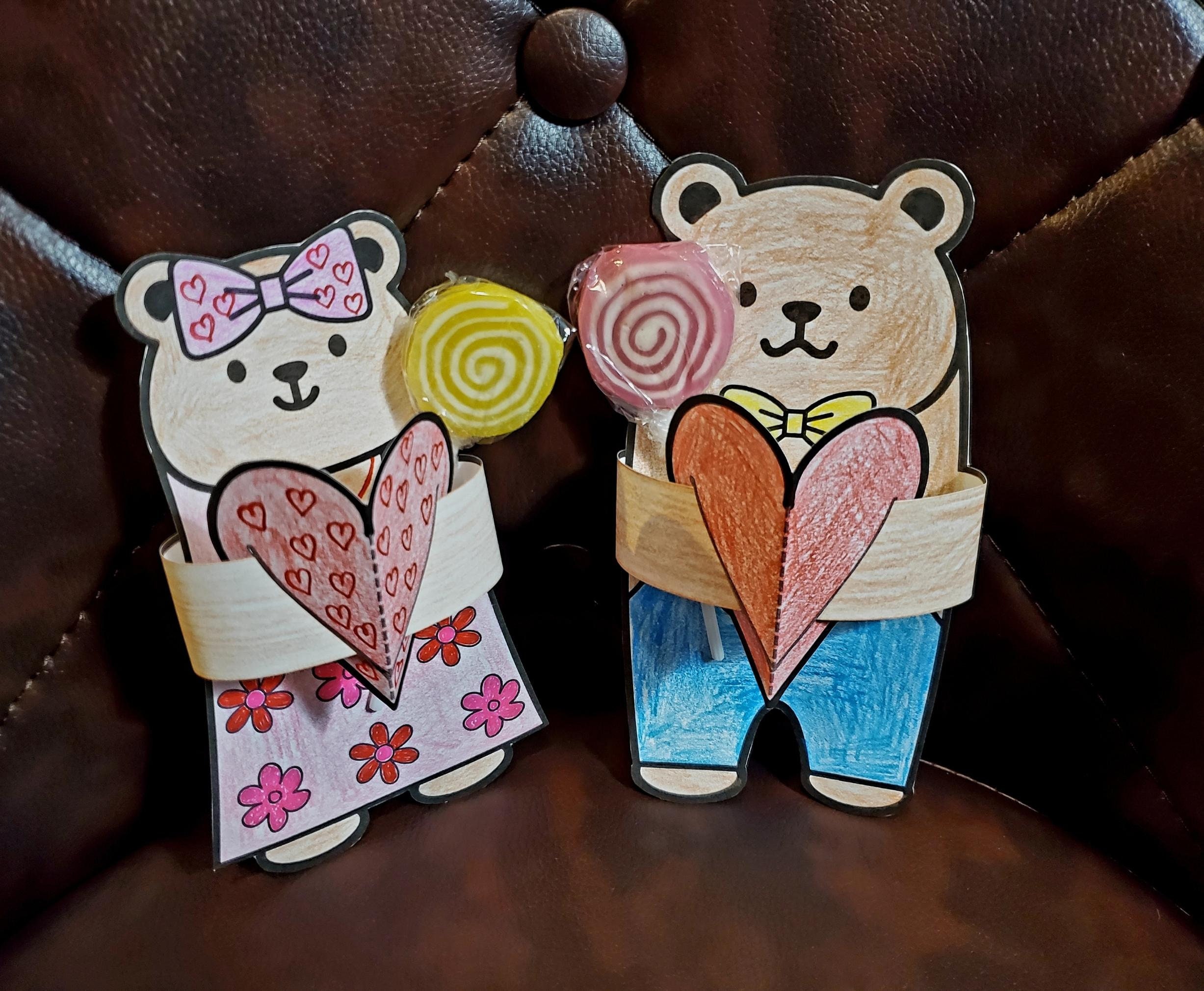 Bear Couple Holding Hearts Templates, Valentine's Day Favors for Kids ...