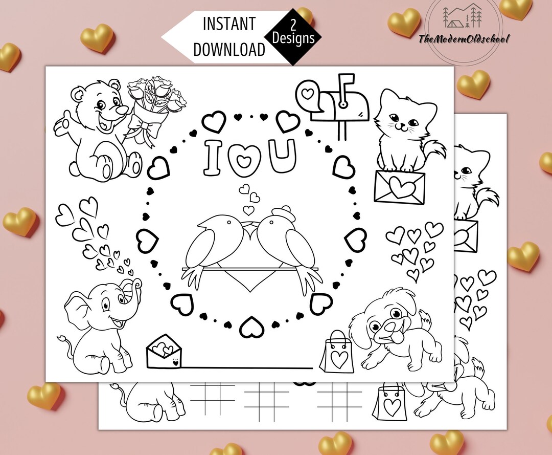 Printable Valentines Day Activity Placemat, Valentines Day Coloring ...