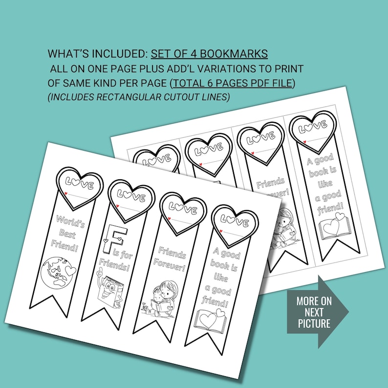Printable Coloring Bookmarks for Friends, Friendship Gifts and ...