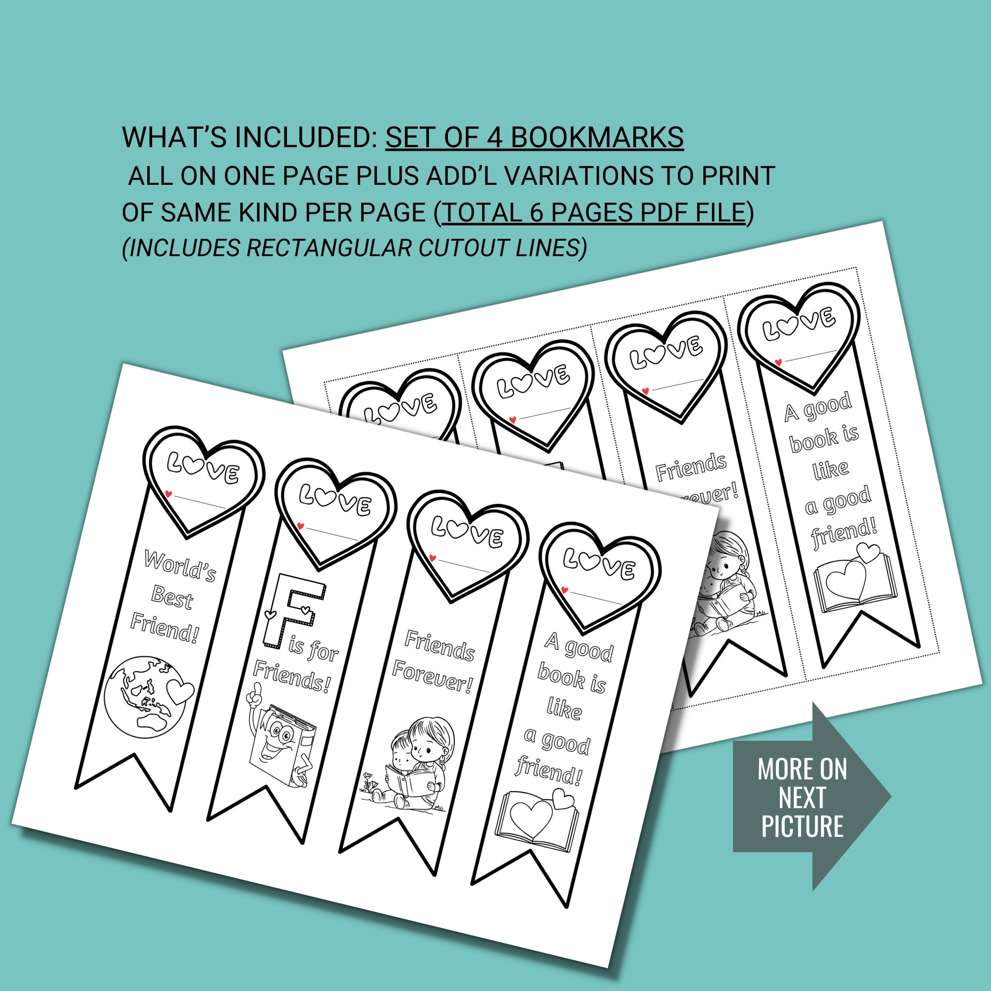 Printable Coloring Bookmarks for Friends, Friendship Gifts and ...