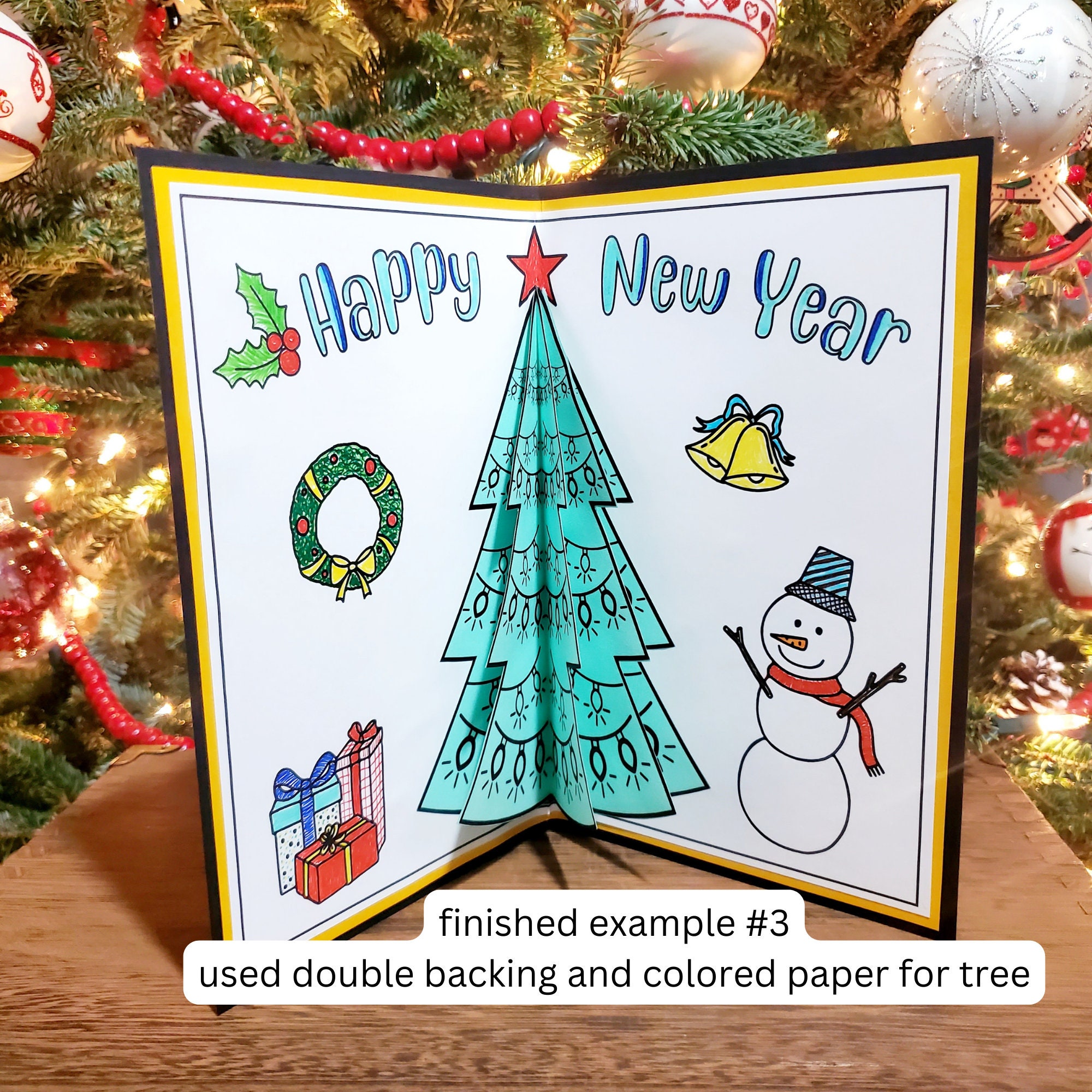 Christmas Tree Popup Cards, Printable Coloring Activity for Kids, DIY ...