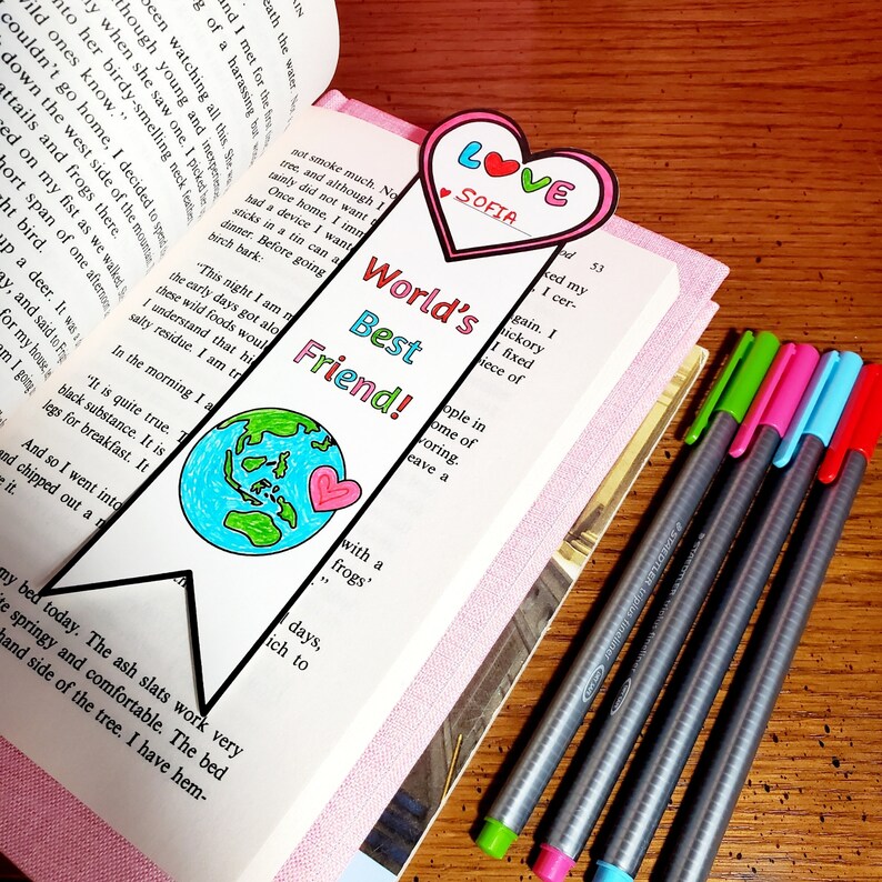 Printable Coloring Bookmarks for Friends, Friendship Gifts and ...