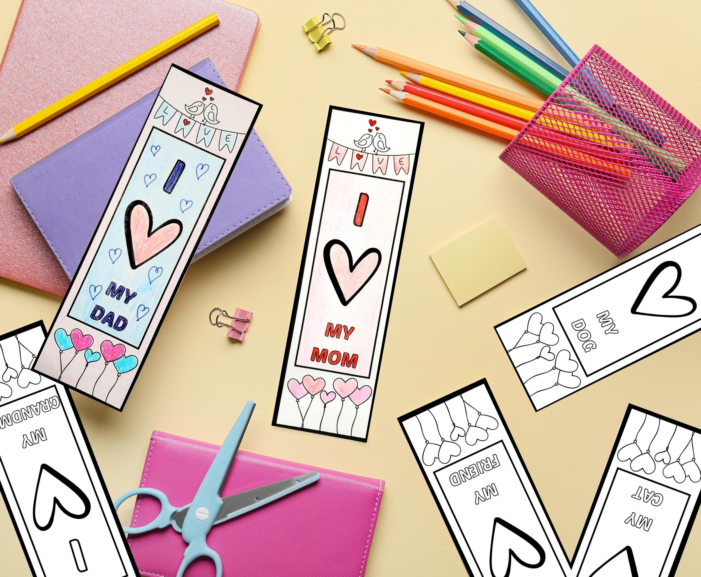 Printable Coloring Bookmarks I Love You Set, Valentine's Day Bookmarks ...