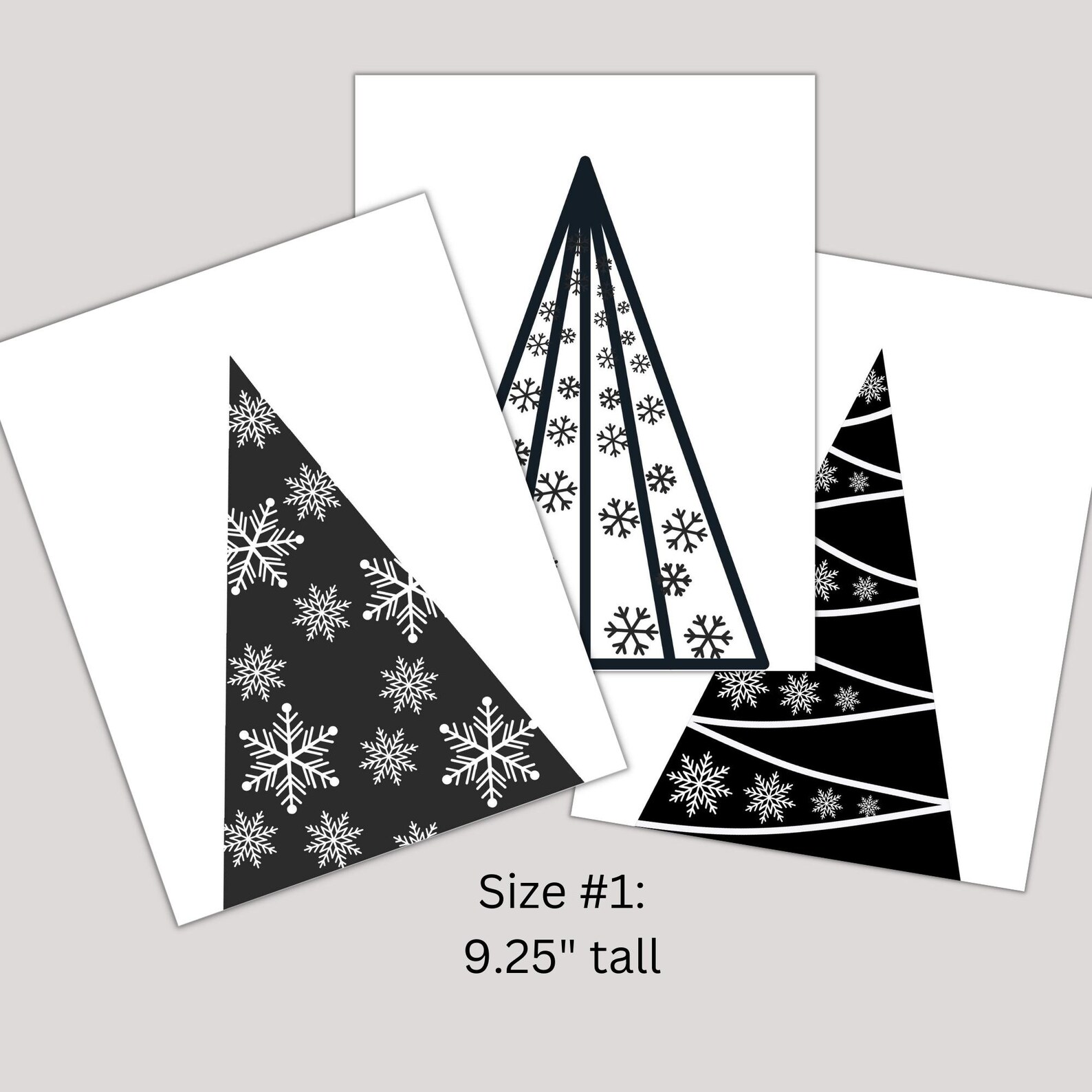 Printable Black and White Christmas Trees, 3D Christmas Tree Templates ...