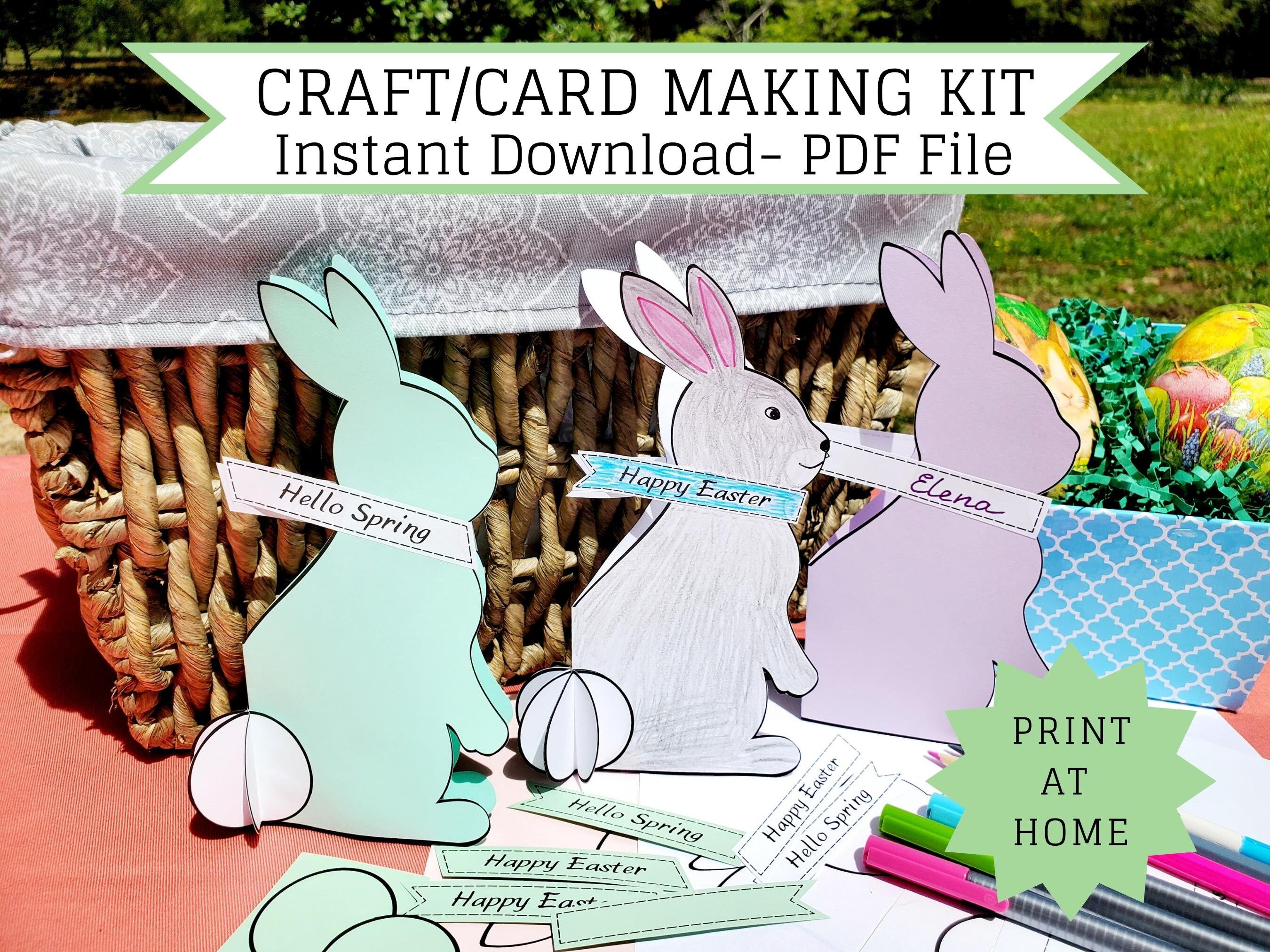 Printable DIY Easter Craft Bunny Card, Popup Easter Card Printable, 3D ...
