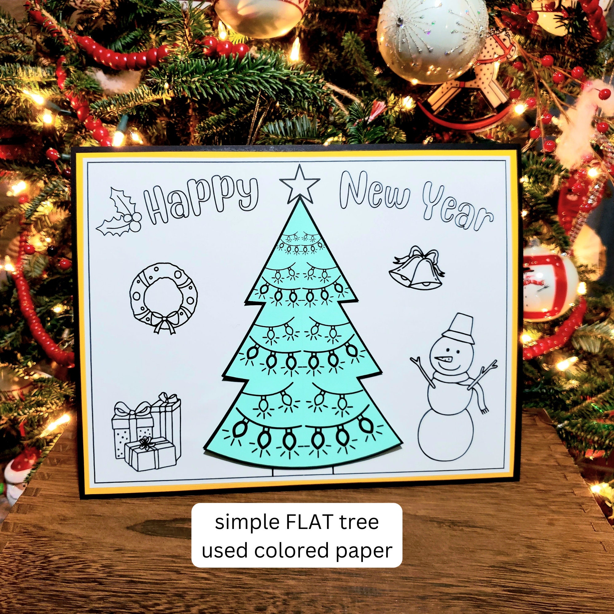 Christmas Tree Popup Cards, Printable Coloring Activity for Kids, DIY ...