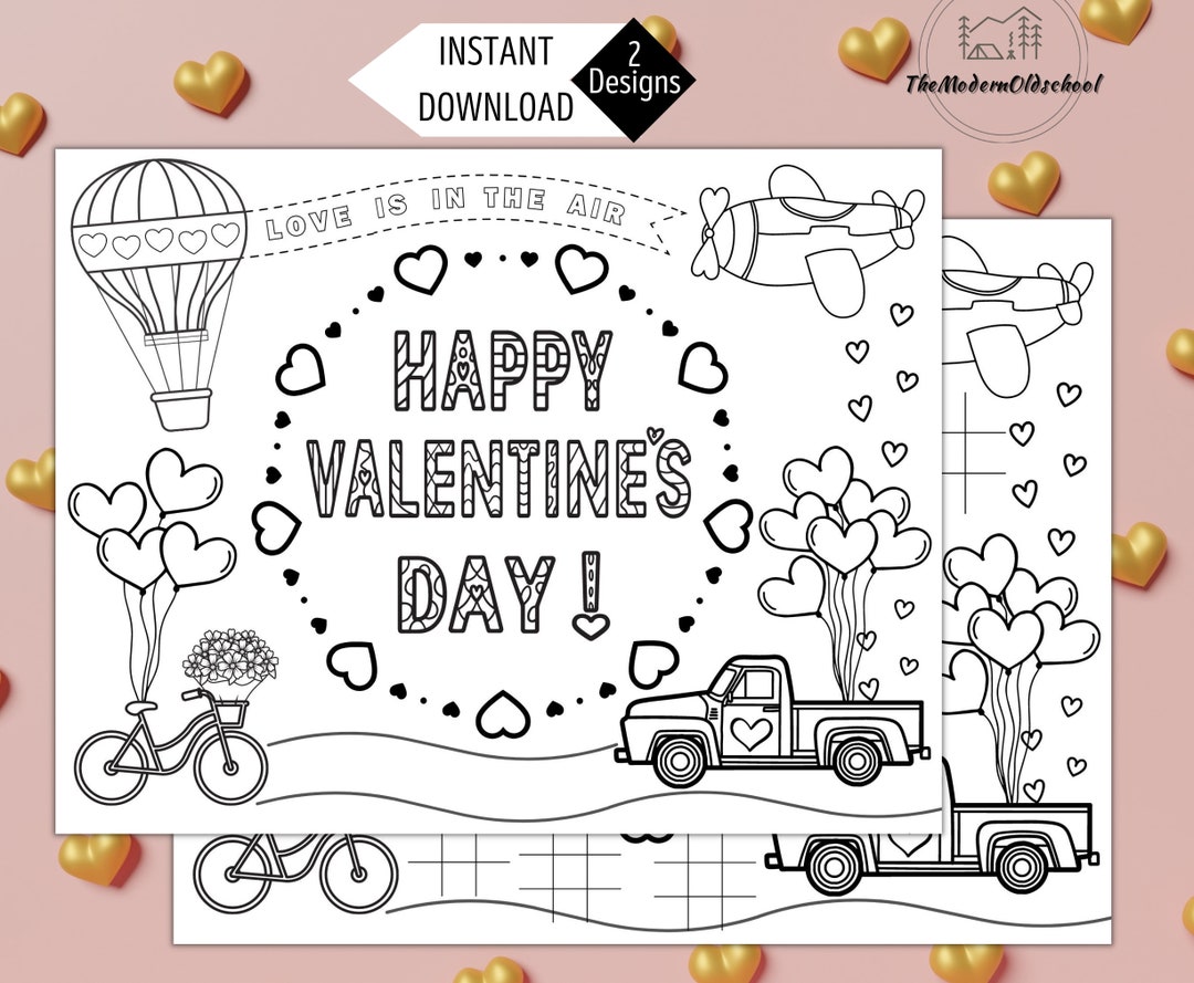 Valentine's Day Coloring Printables for Kids, 'love is in the Air ...