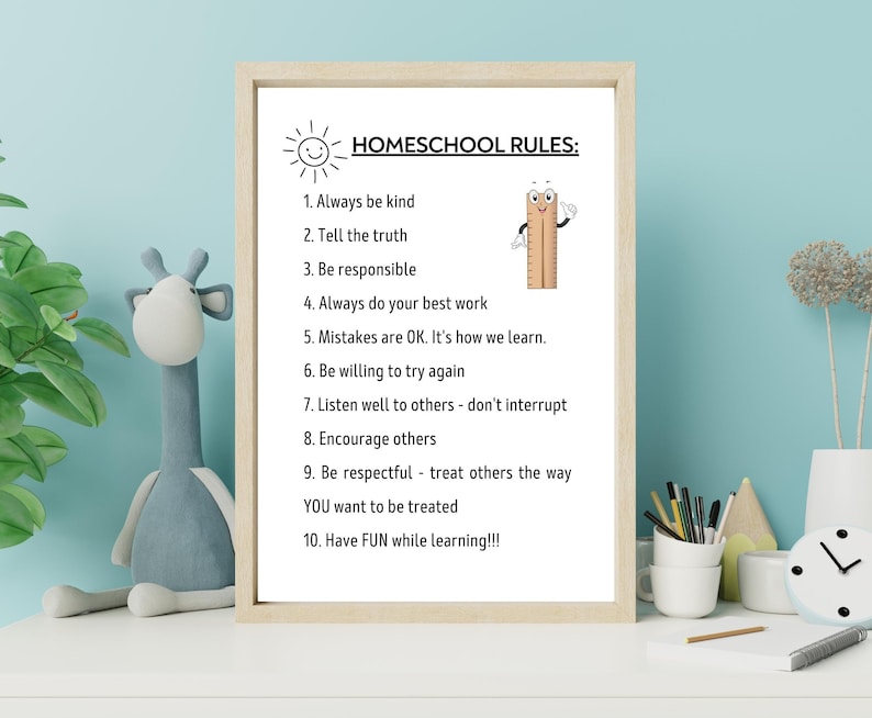 Homeschool Rules Printable, Homeschool Room Decor, Homeschool Wall Art ...