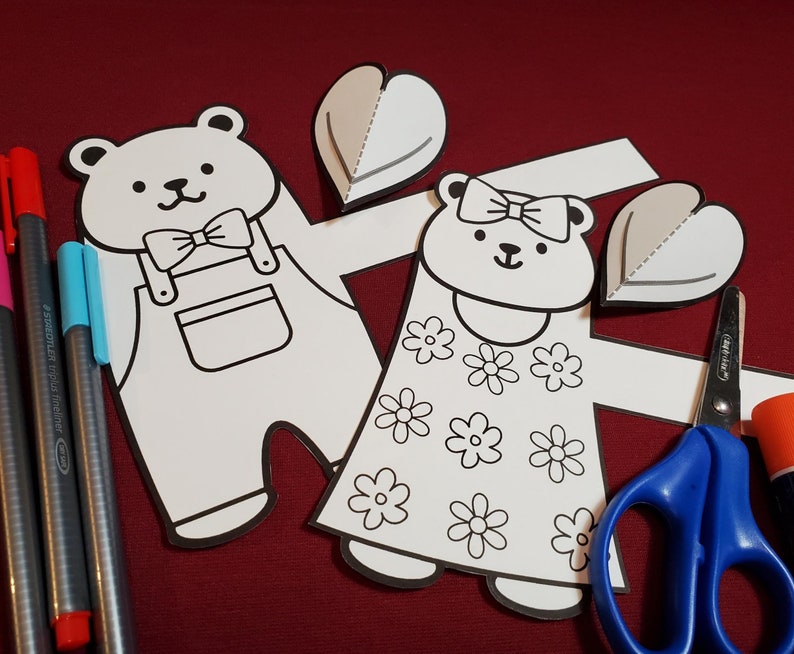Bear Couple Holding Hearts Templates, Valentine's Day Favors for Kids ...