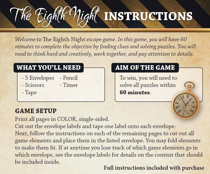 Escape Room Game | Print & Play | Hanukkah-themed | the Eighth Night ...