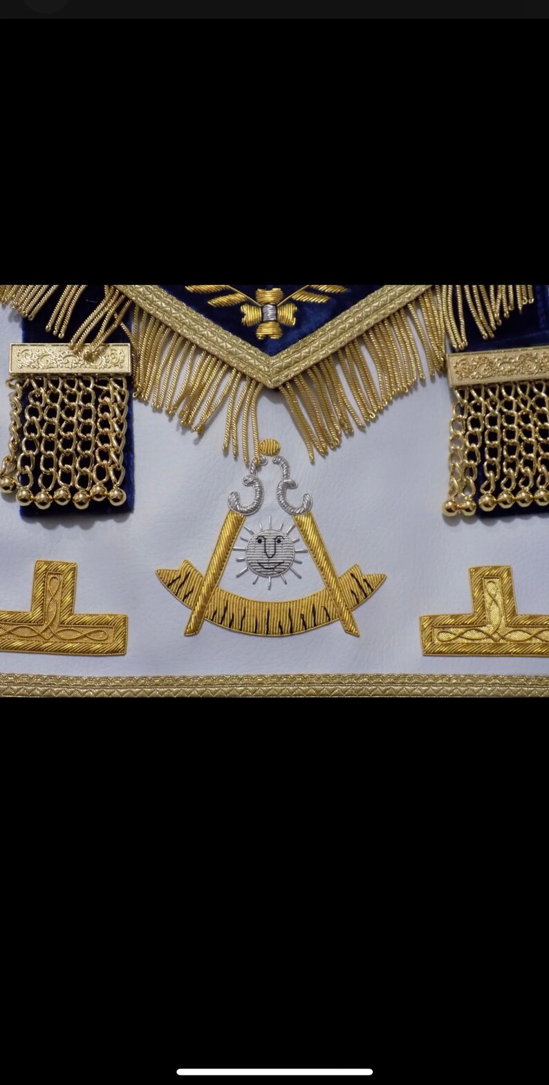 Past Master Masonic Apron Logo W/o Square Chains Gold Bullion Satin ...