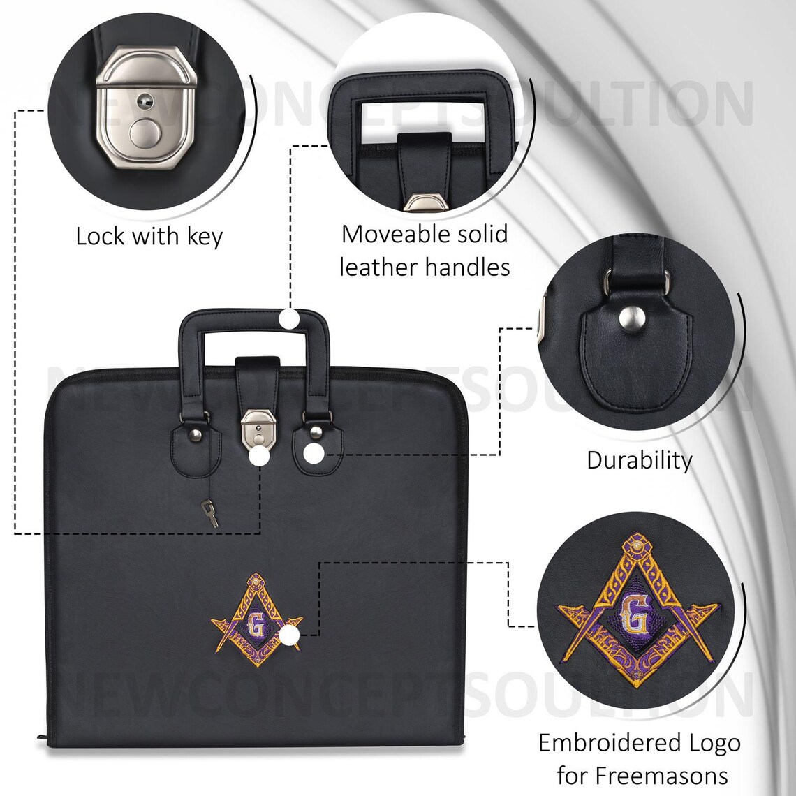 Masonic Apron Case: Black Master Mason Regalia, Elegant Embroidery ...