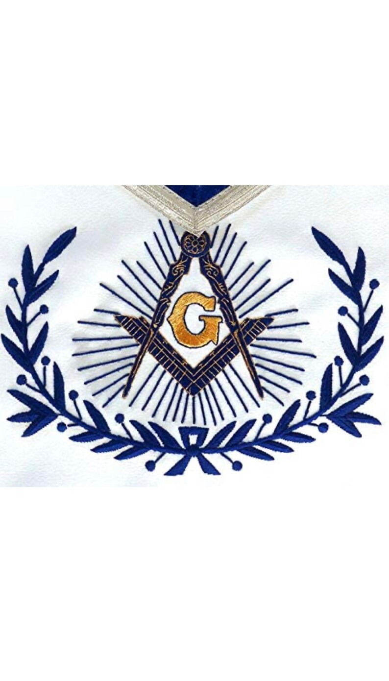 Master Mason With Embroidered Border Masonic Apron - [blue & White] - Etsy