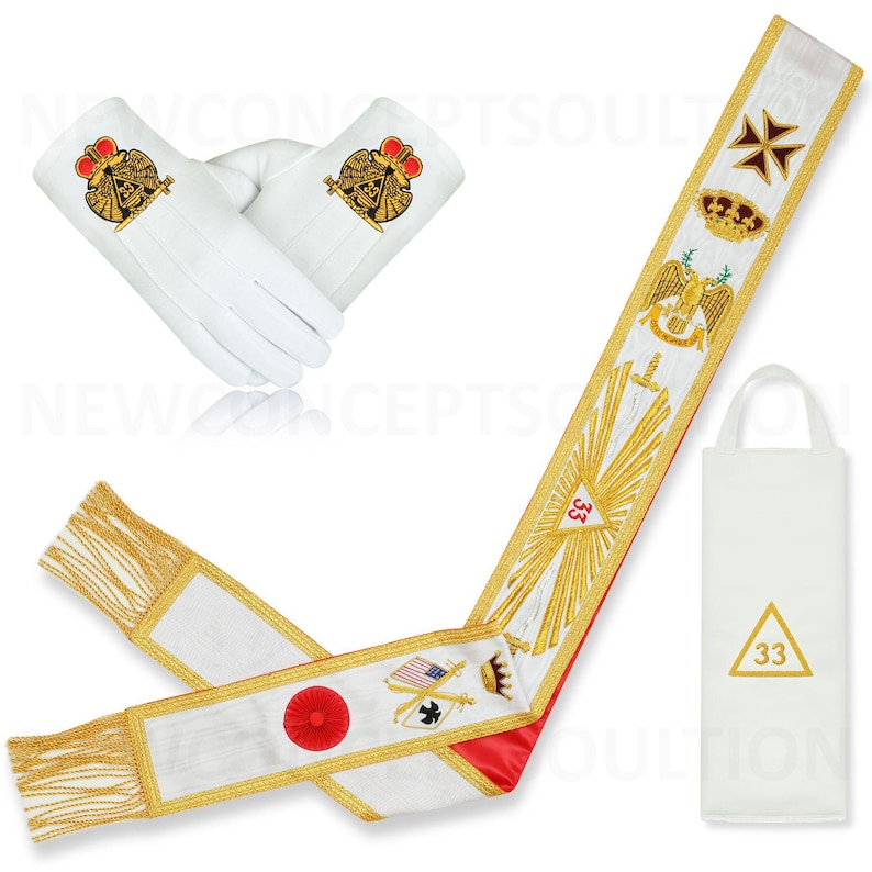 33rd Degree Scottish Rite Masonic Sash: Handmade Embroidered Regalia ...