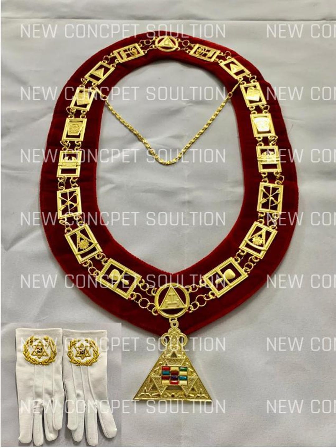 Masonic Regalia Royal Arch Chain Collar With Jewel and Cotton Handmade ...