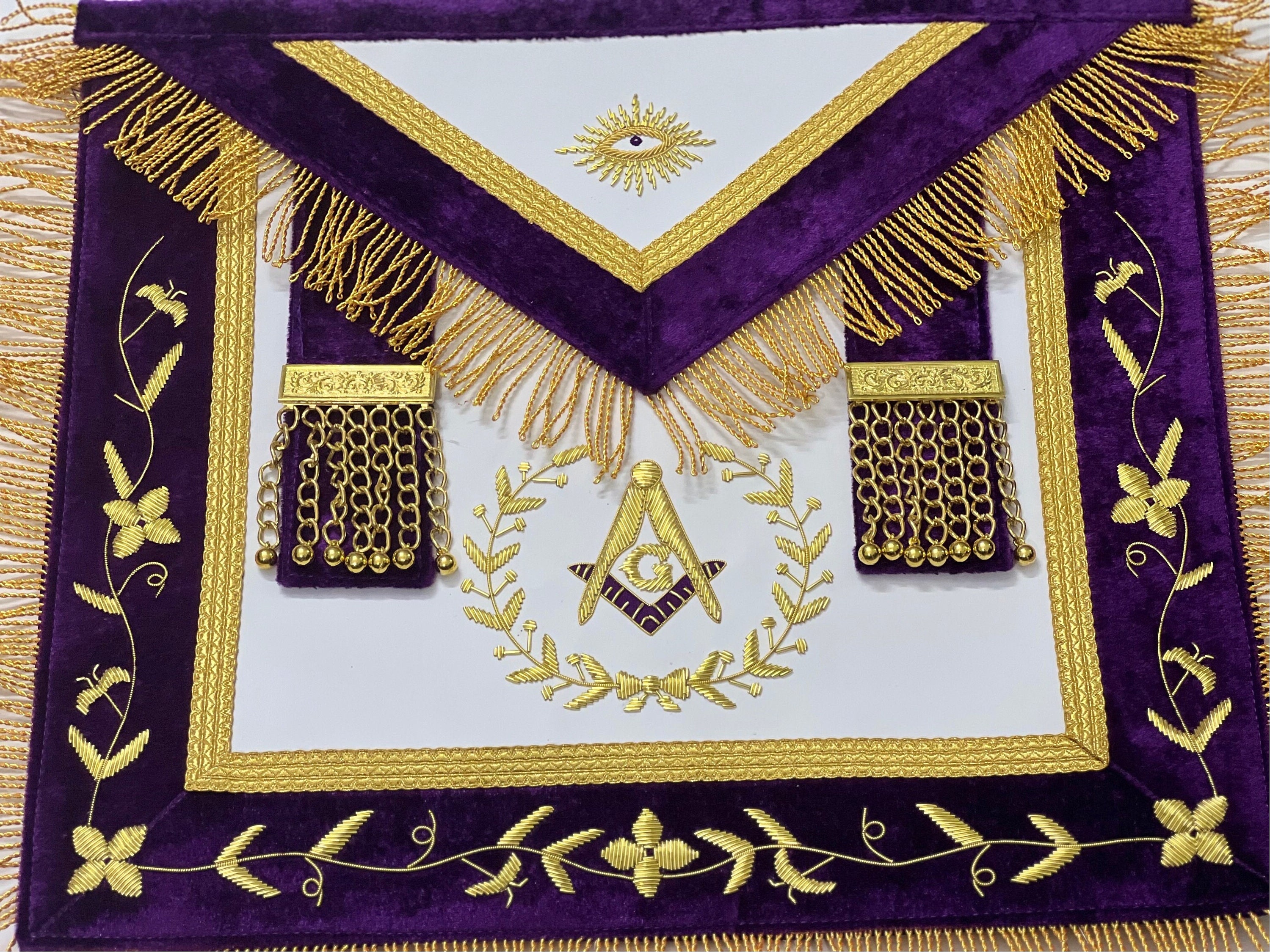 MASONIC GRAND LODGE Master Mason Apron With Chain Collar Purple - Etsy