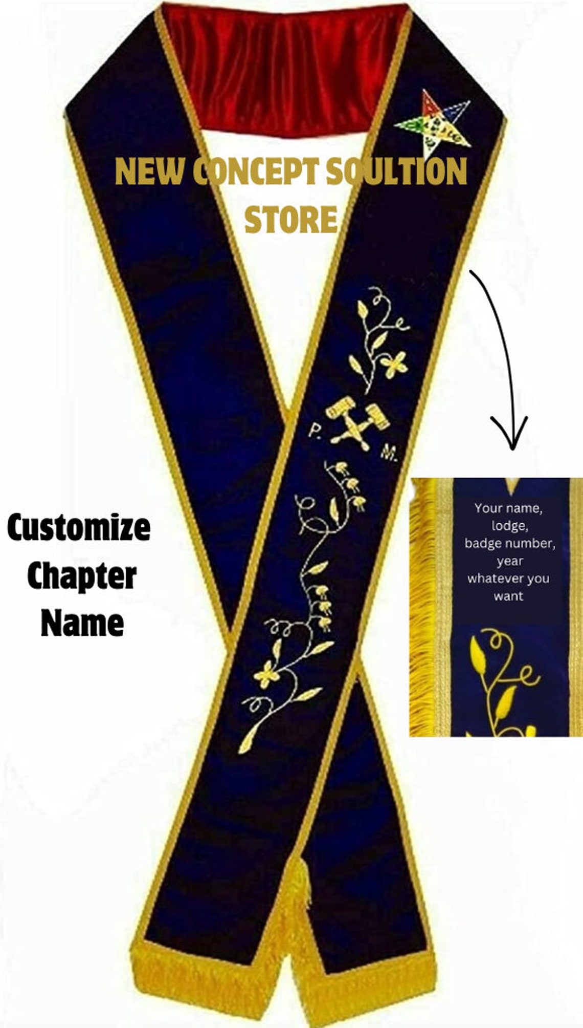 OES Past Matron Sash: Purple Velvet With Gold Trim - Etsy