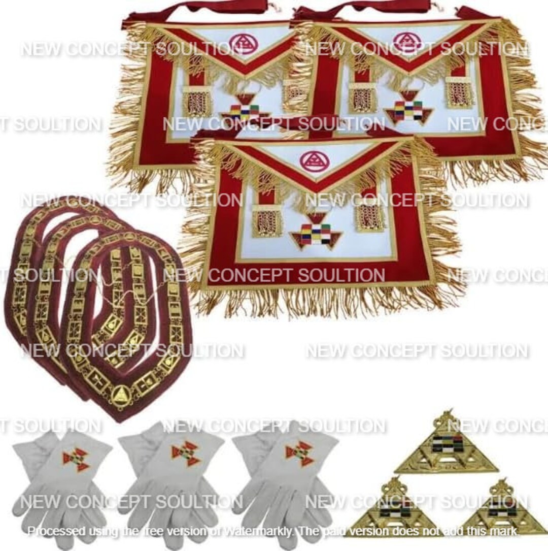 Masonic Regalia Royal Arch Apron Set High Priest Full Embroidered Apron ...