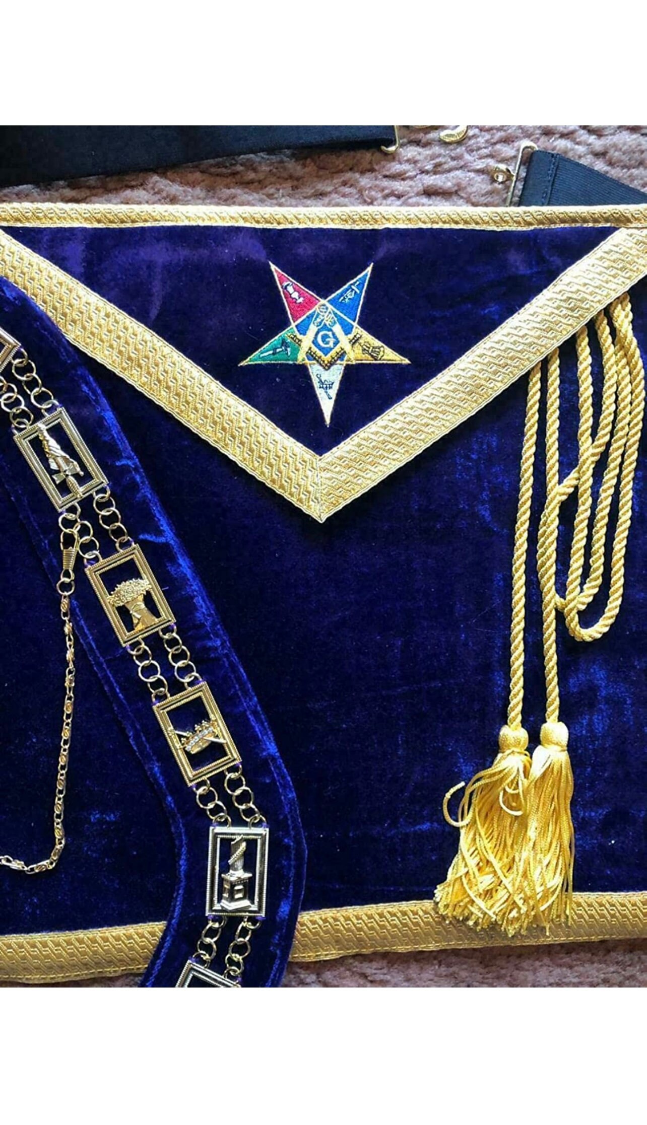 OES WORTHY Patron|matron Masonic Apronandchain Collar Eastern Starapron ...