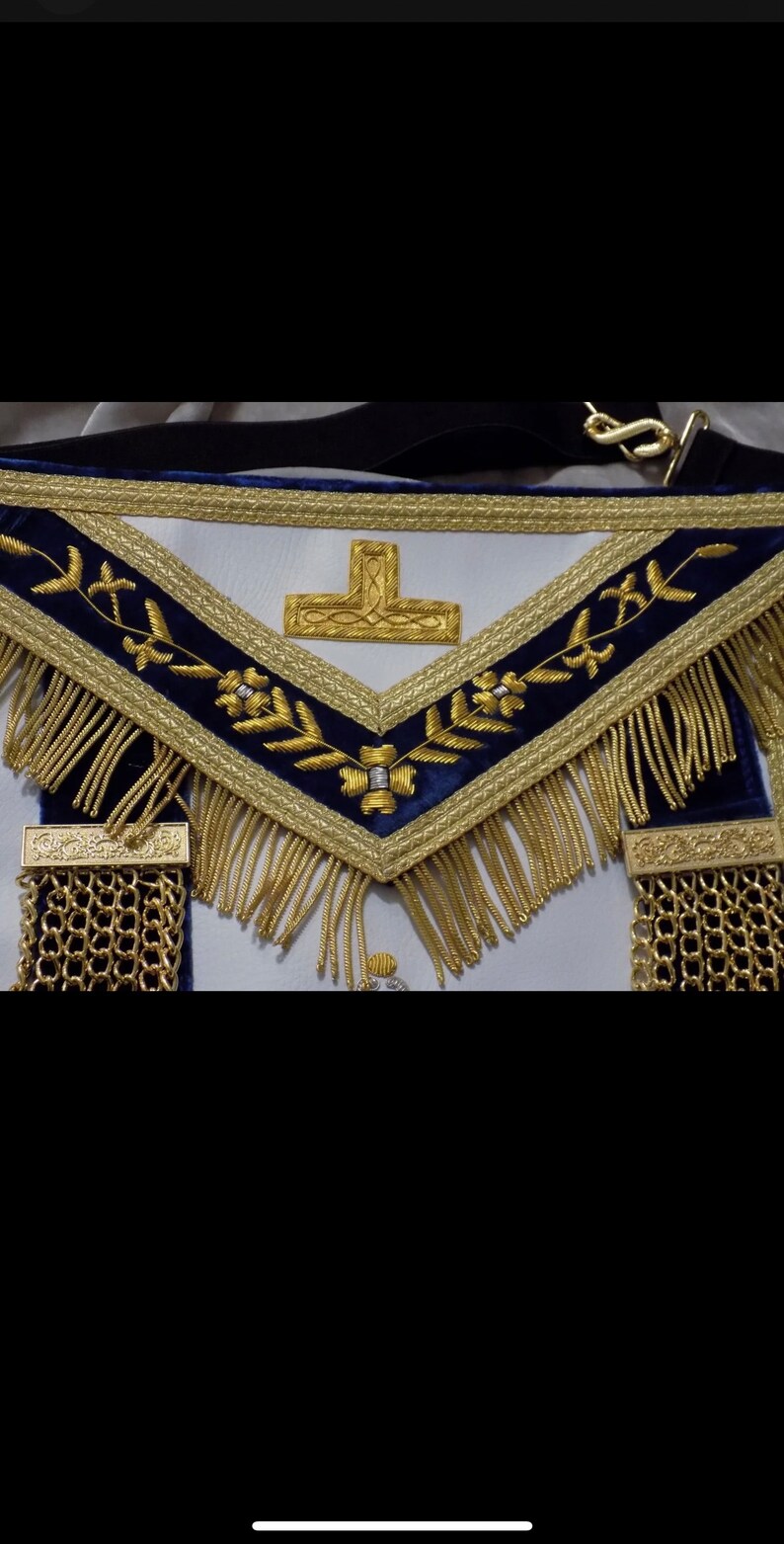 Past Master Masonic Apron Logo W/o Square Chains Gold Bullion Satin ...