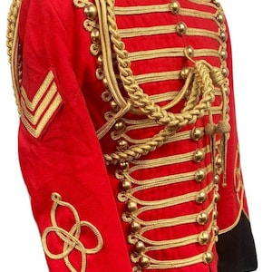 Mens Military Red Gold Braid Officers Jacket Steampunk - Etsy