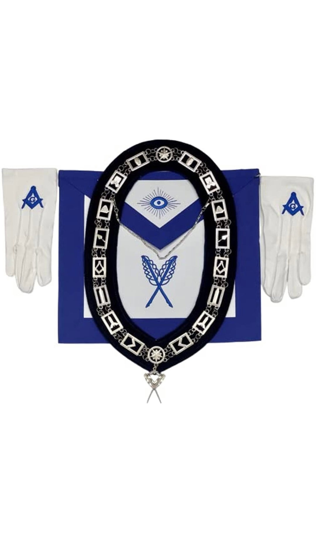 MASONIC BLUE LODGE Officer Secretary Apron Silverchain Collarand Jewel ...