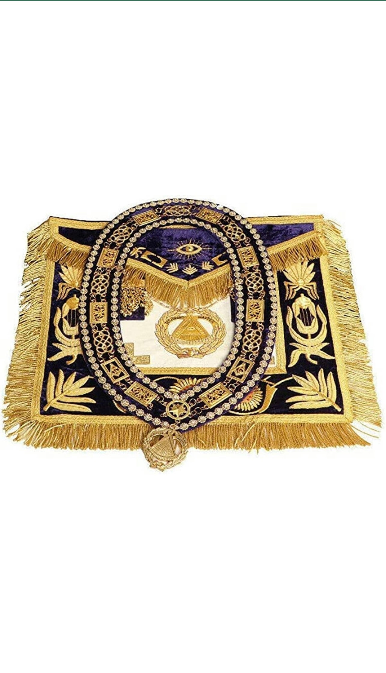 MASONIC REGALIA DEPUTY Grand Master 100% Lamb Skin Apron With Collar ...