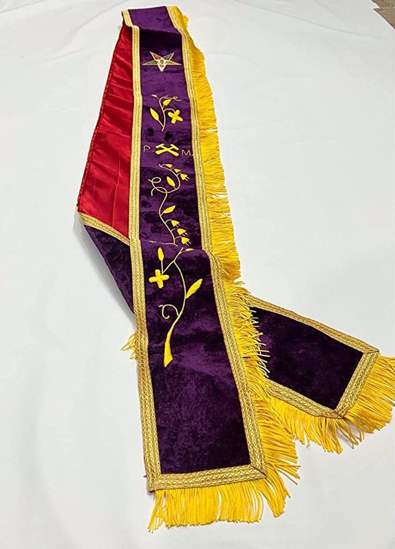 OES Past Matron Sash: Purple Velvet With Gold Trim - Etsy