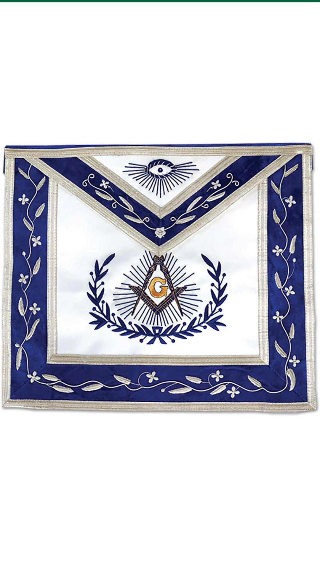 Master Mason With Embroidered Border Masonic Apron blue & White - Etsy