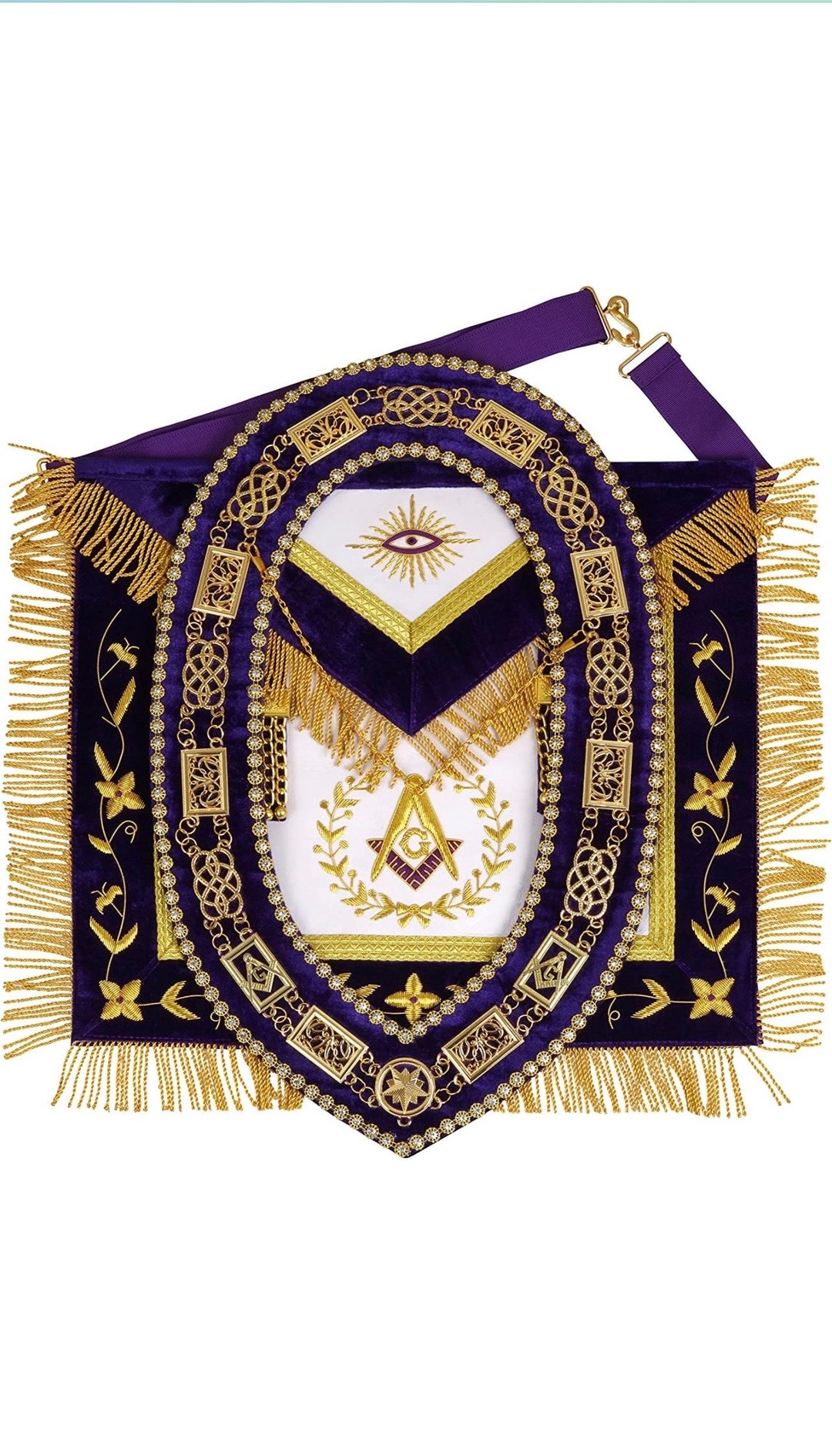 MASONIC GRAND LODGE Master Mason Apron With Chain Collar Purple - Etsy