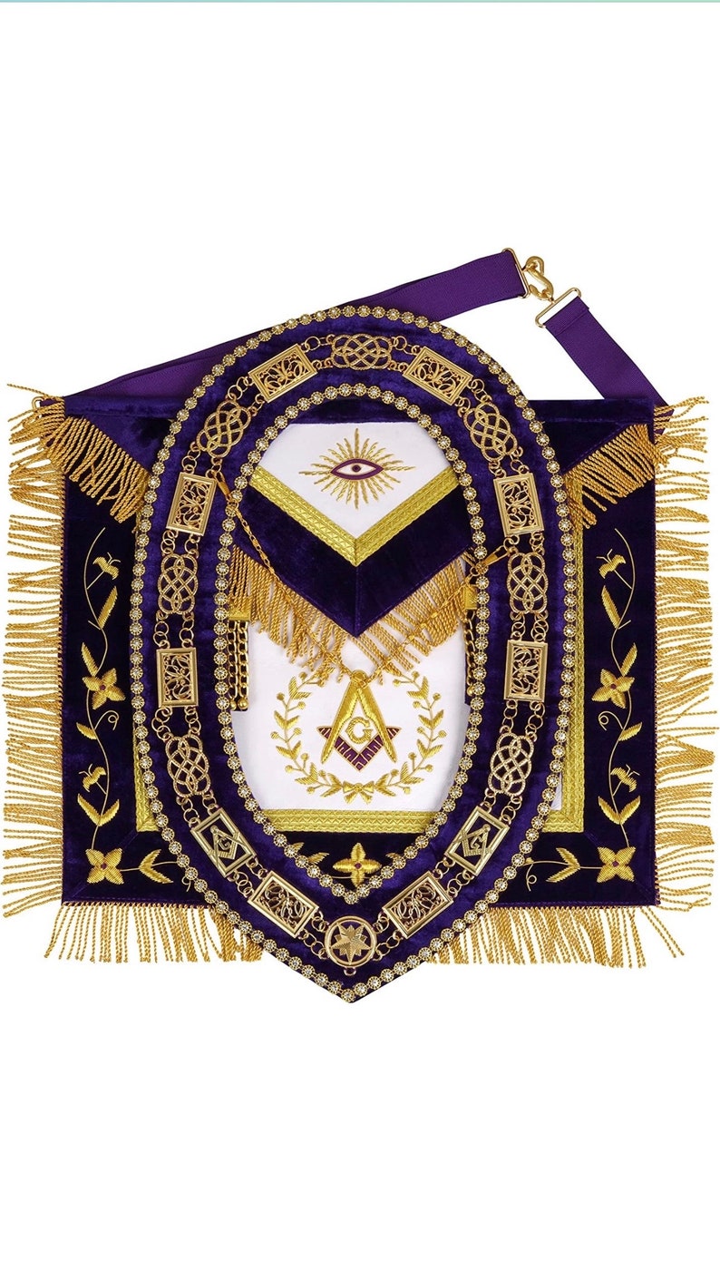 MASONIC GRAND LODGE Master Mason Apron With Chain Collar Purple - Etsy