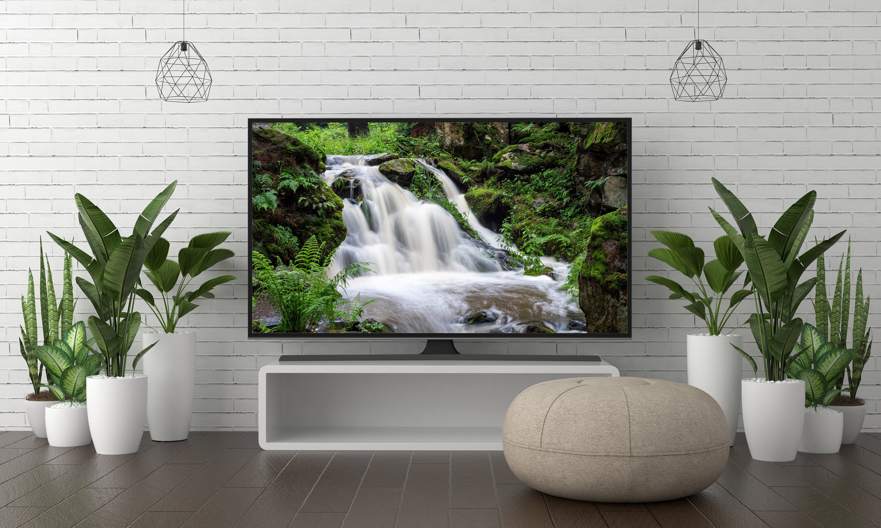 Samsung Frame TV Art 4K Waterfall in Green Forest, Photography Art ...