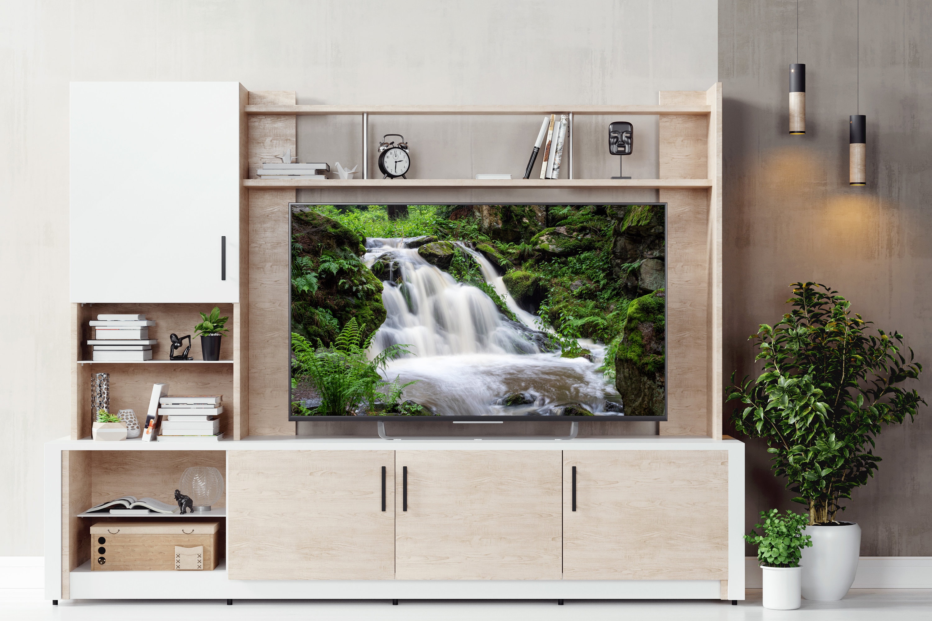Samsung Frame TV Art 4K Waterfall in Green Forest, Photography Art ...