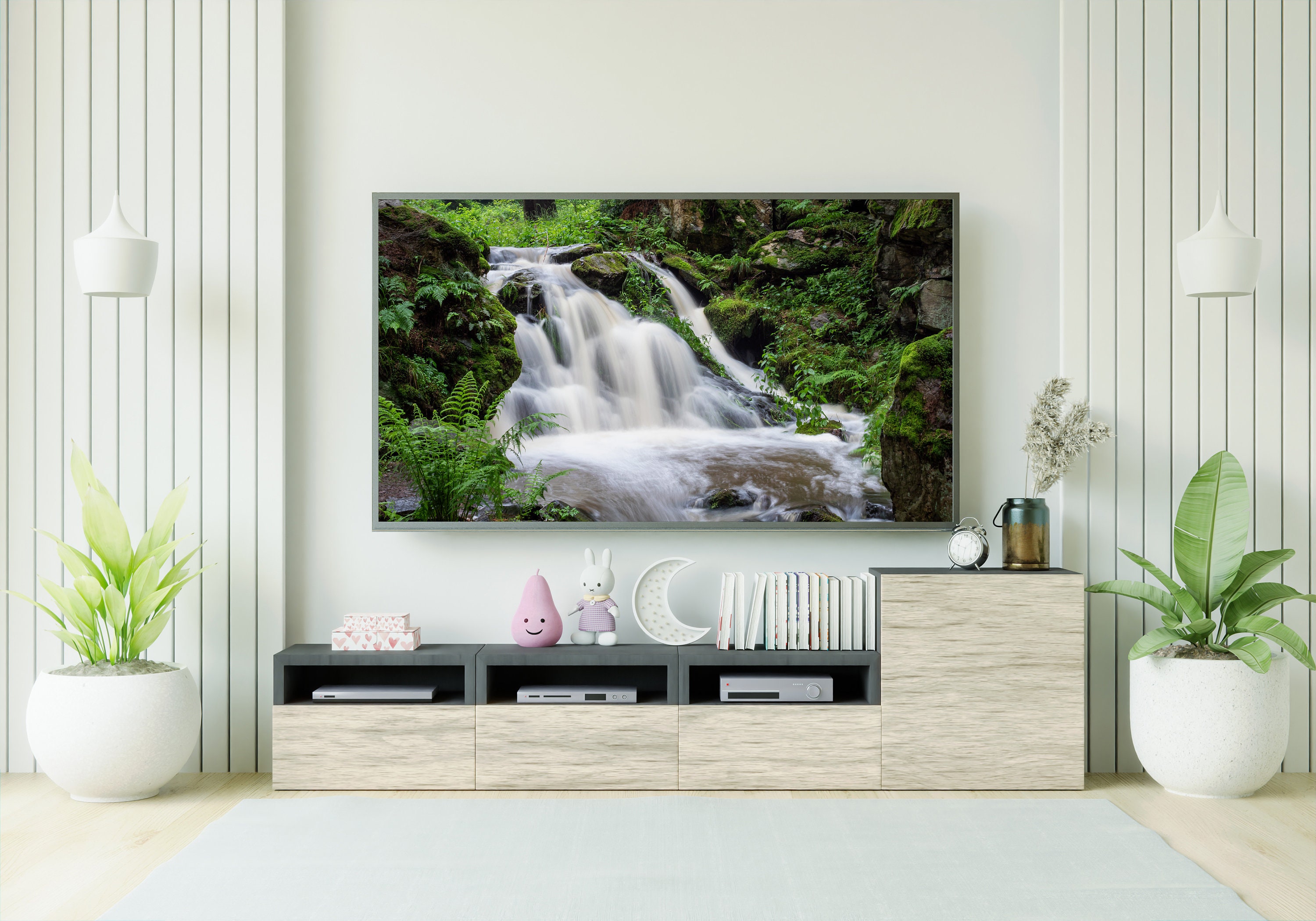 Samsung Frame TV Art 4K Waterfall in Green Forest, Photography Art ...