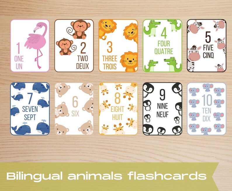 Printable Kid’s Numbers Flashcards 1 to 10, English-french - Etsy