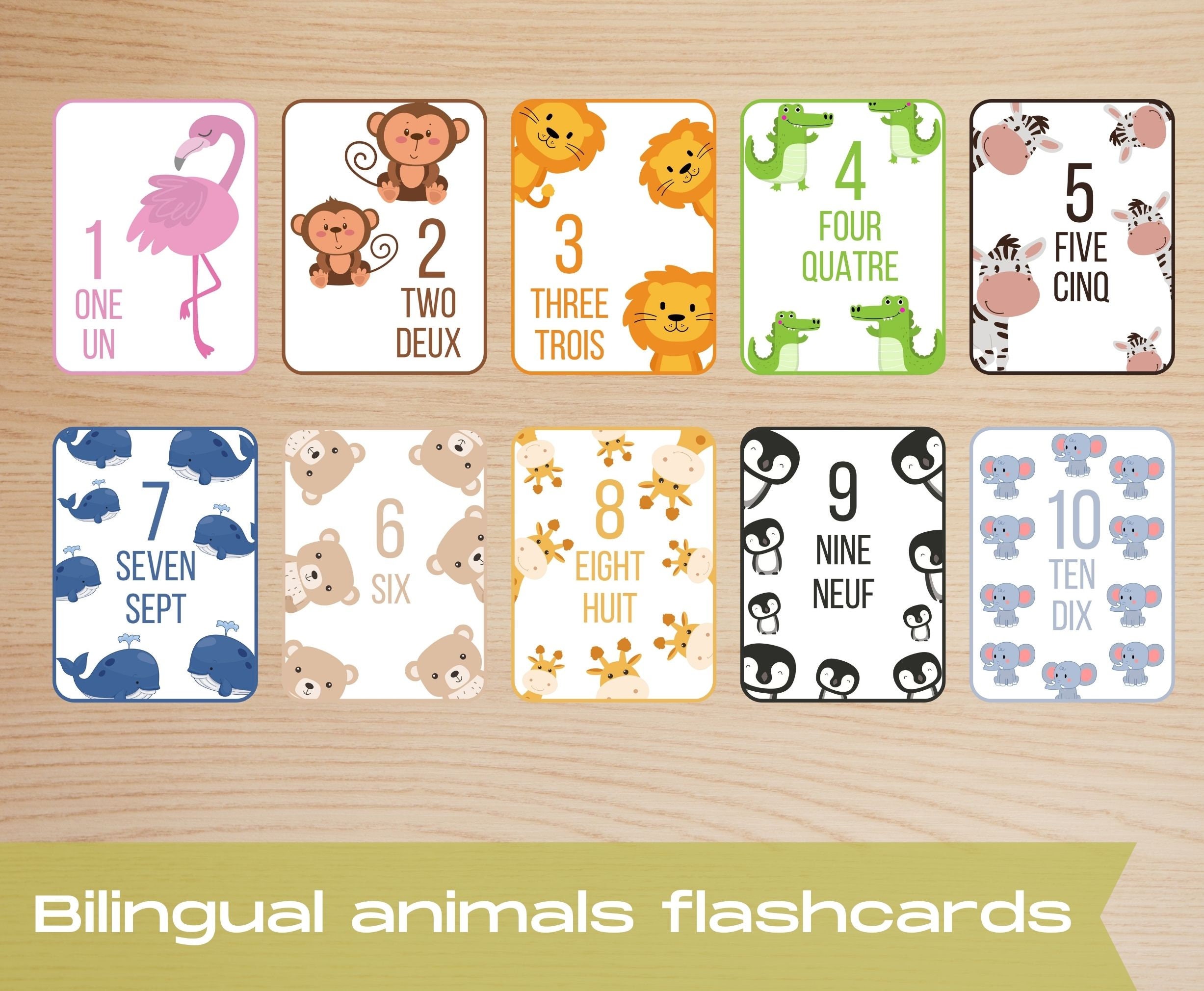 Printable Kid’s Numbers Flashcards 1 to 10, English-french - Etsy