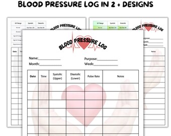 Editable Blood Pressure Log, Editable BP Printable, Blood Pressure ...