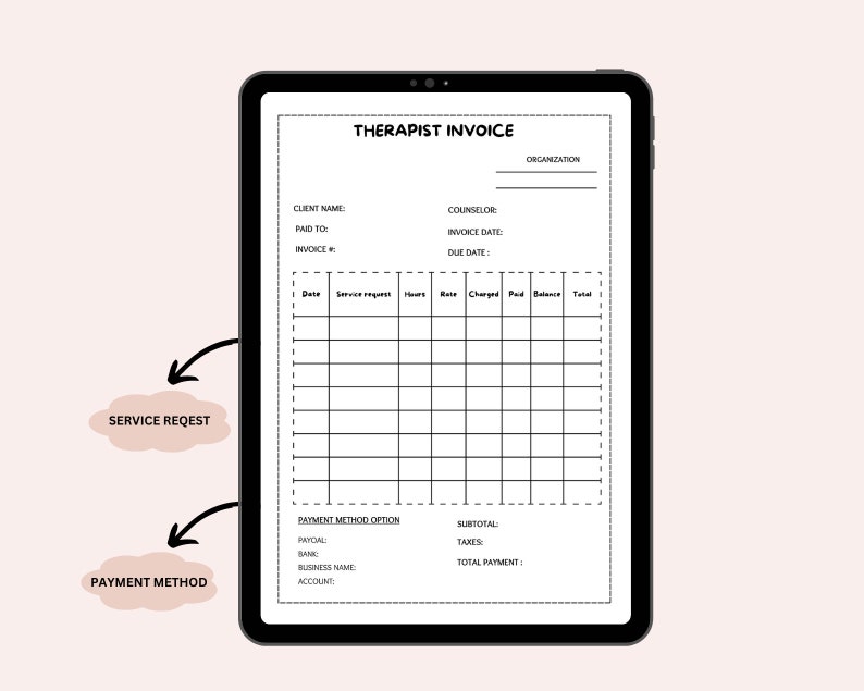 Invoice Template for Therapist | Fillable & Printable Invoice Template ...
