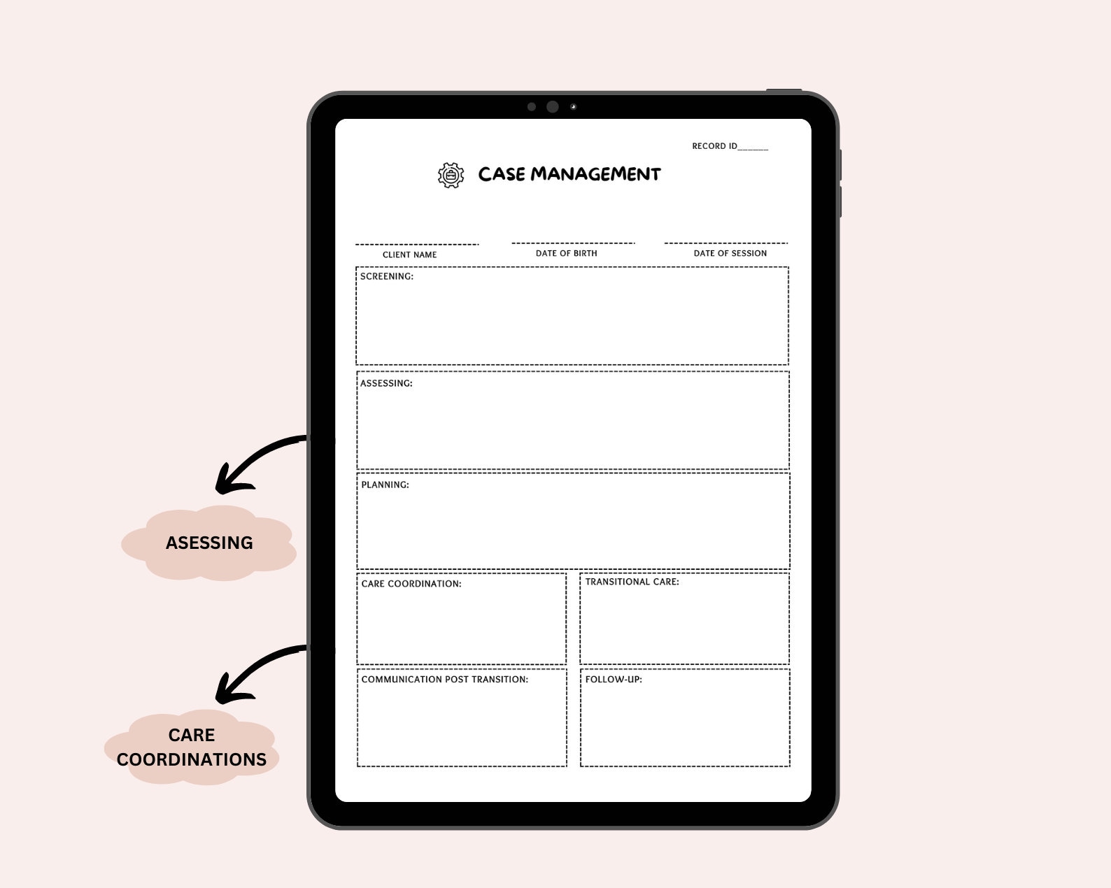 Case Managment Fillable and Printable Template, Client Documentation ...