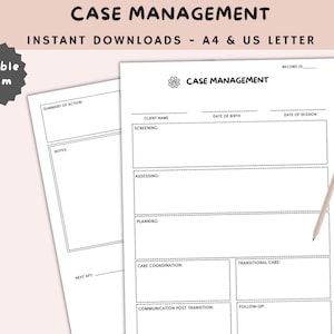 Case Managment Fillable and Printable Template, Client Documentation ...