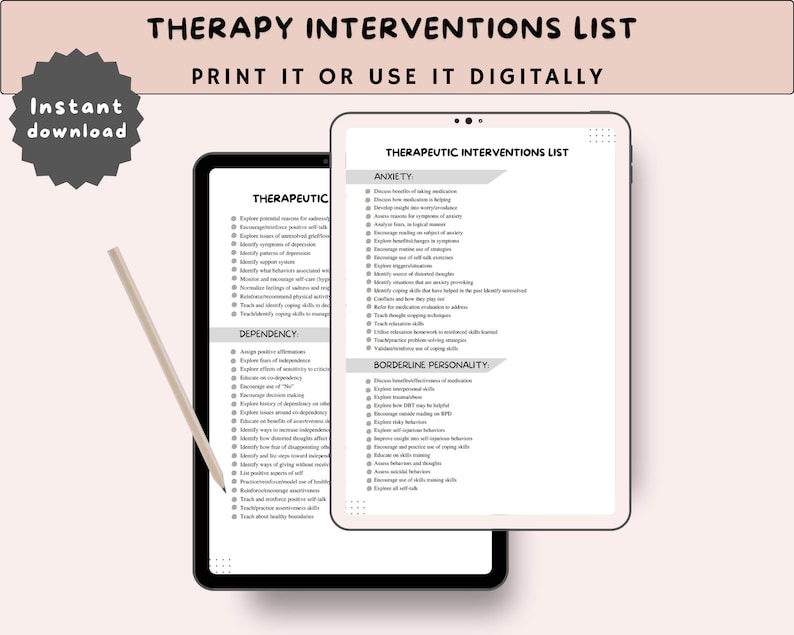 Therapeutic Interventions List, Therapist Cheat Sheets, Therapy ...