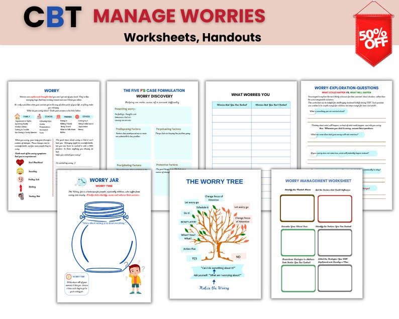 CBT Worksheets Bundle for Anxiety & Depression, CBT DBT for Teens ...