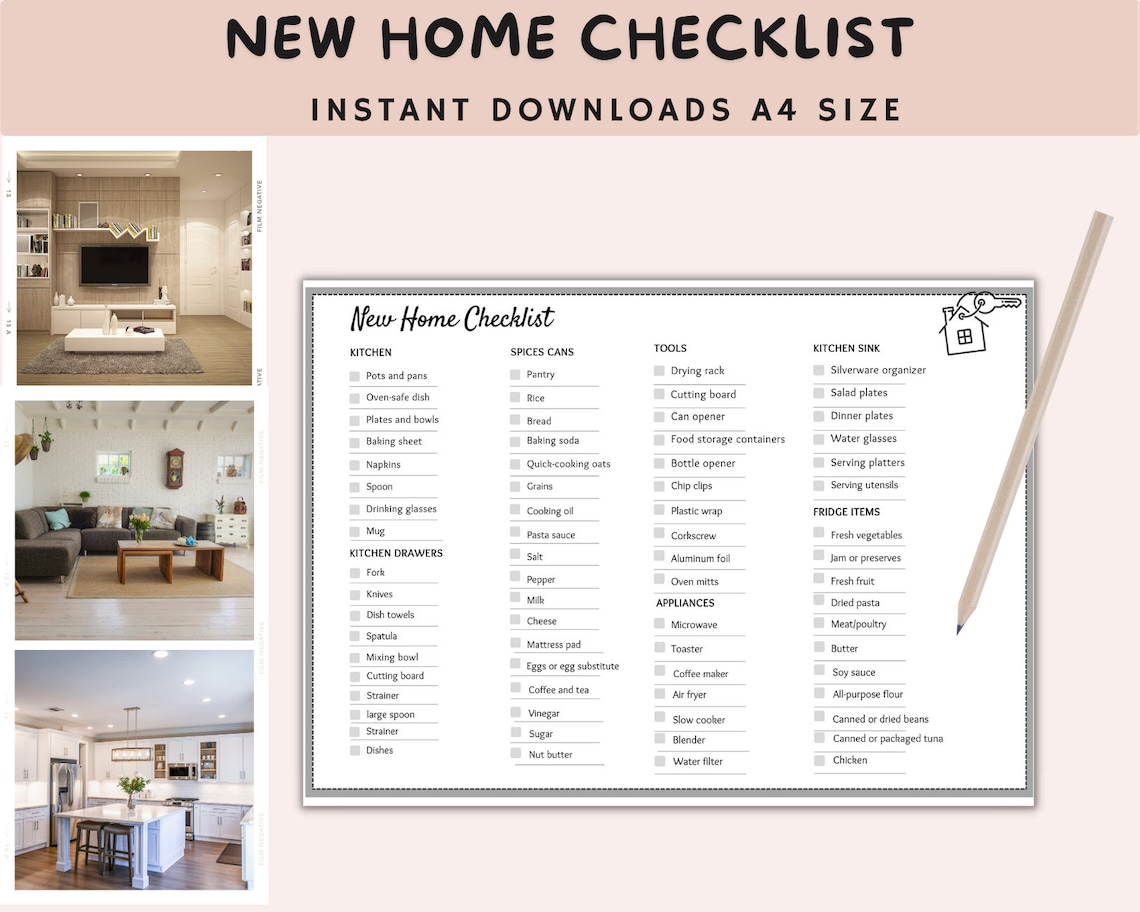 New Home Essentials Checklist, Room by Room Household Items, New Home Essentials Checklist ...