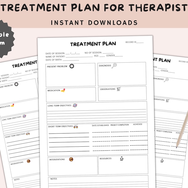 Fillable Treatment Plan - Etsy
