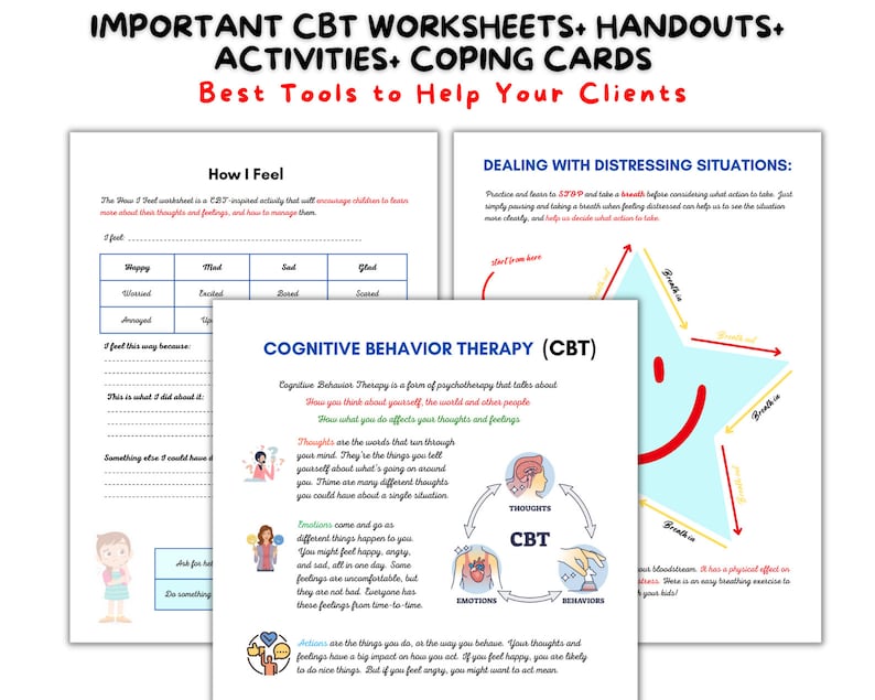 CBT Worksheets Bundle for Anxiety & Depression, CBT DBT for Teens ...