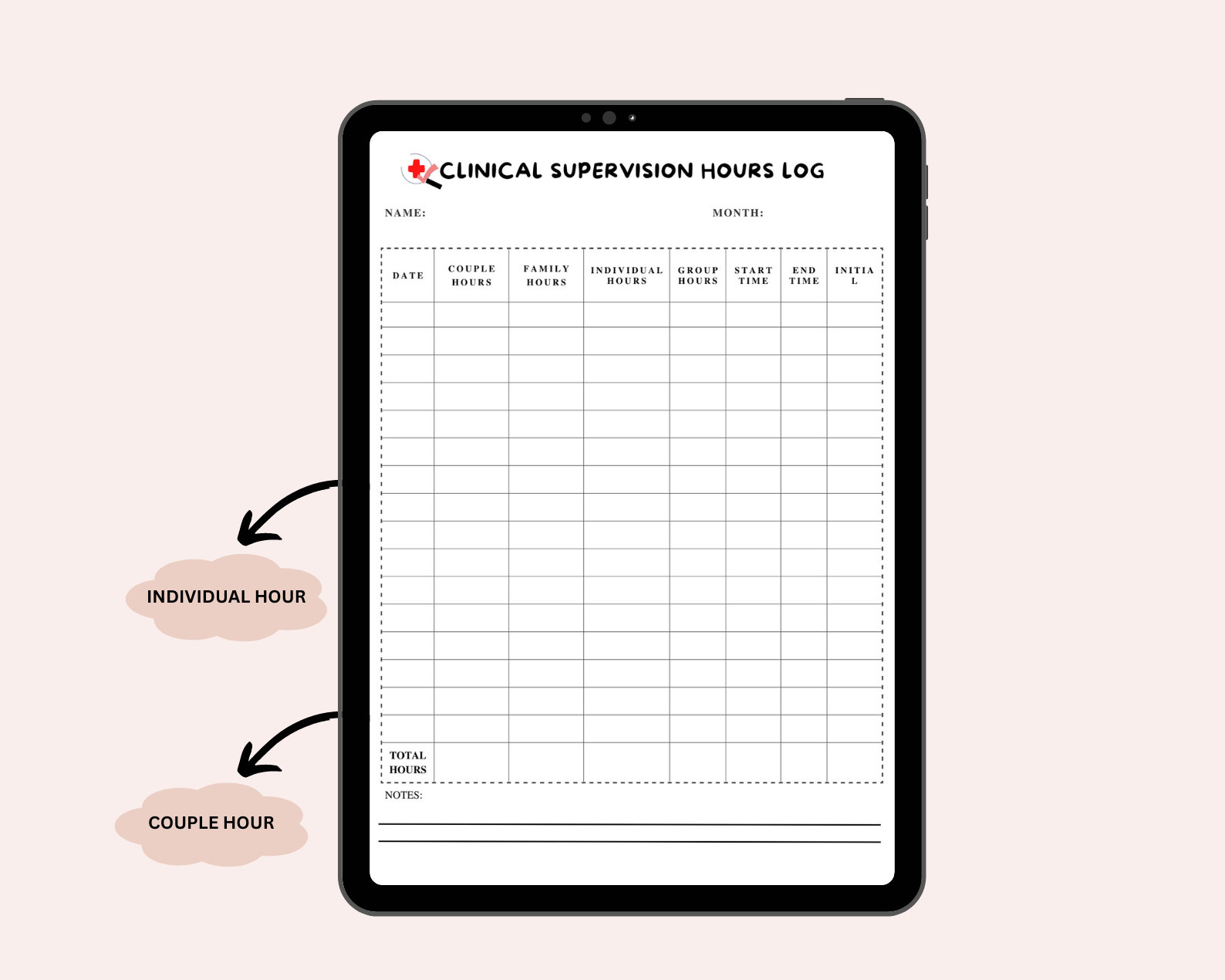 Clinical Supervision Form and Hour Log | Clinical Licensure Hours ...