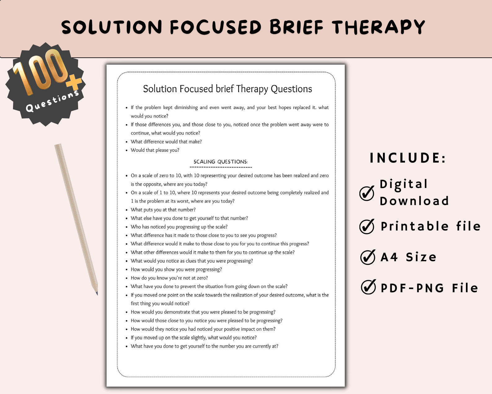 Solution Focused Brief Therapy Cheat Sheet SFBT, Therapist Questions ...