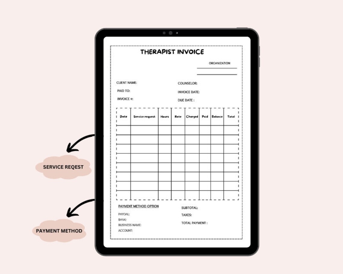 Invoice Template for Therapist | Fillable & Printable Invoice Template ...